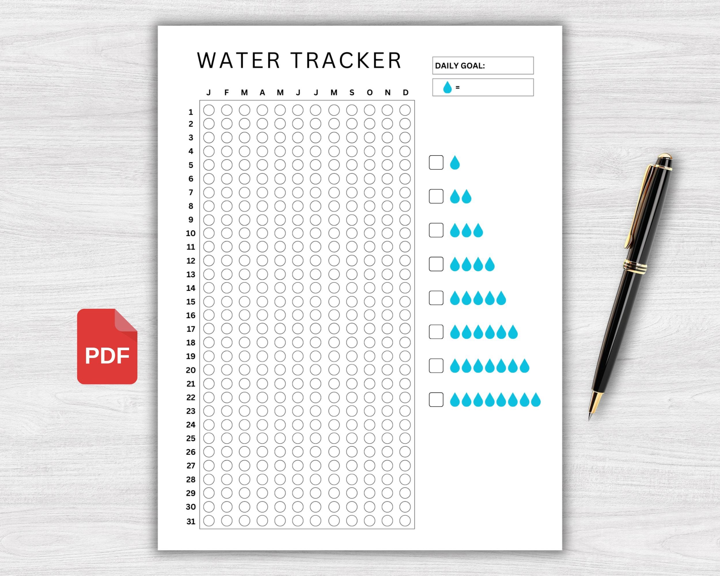 Monthly Water Tracker. Printable 31 Day Water Challenge. Hydration ...