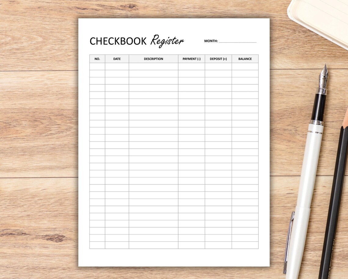 Printable Checkbook Register, Editable Bank Transaction Tracker, Check ...