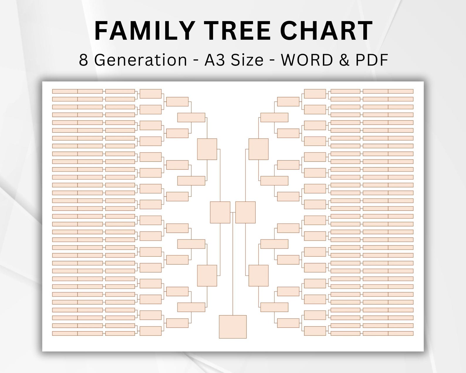 Family Tree Chart 8 Generation Printable, Genealogy Pedigree Template ...