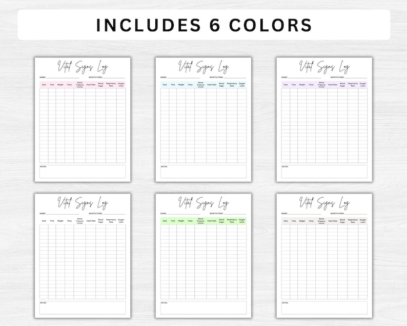 Vital Signs Log Printable | Vital Signs Tracker | Vital Signs Template ...