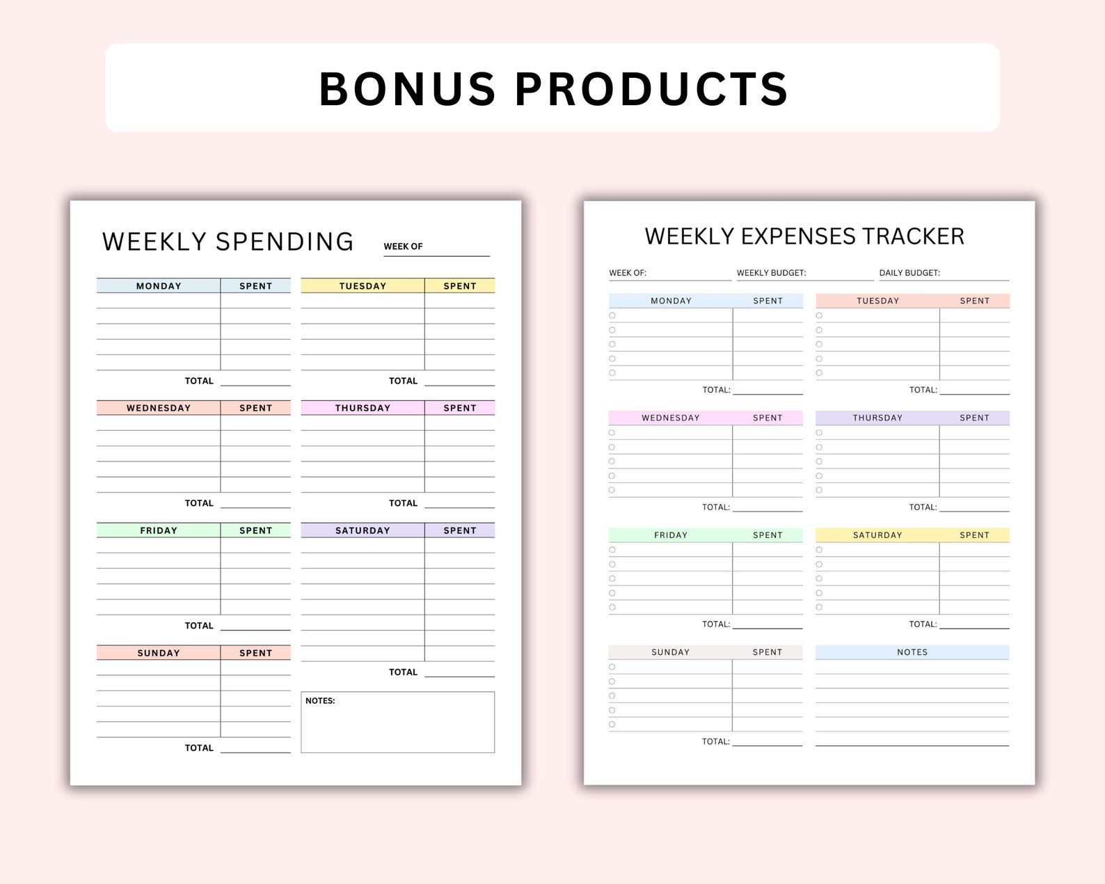 Weekly Expenses Tracker: Printable Budget Planner (PDF) - Etsy