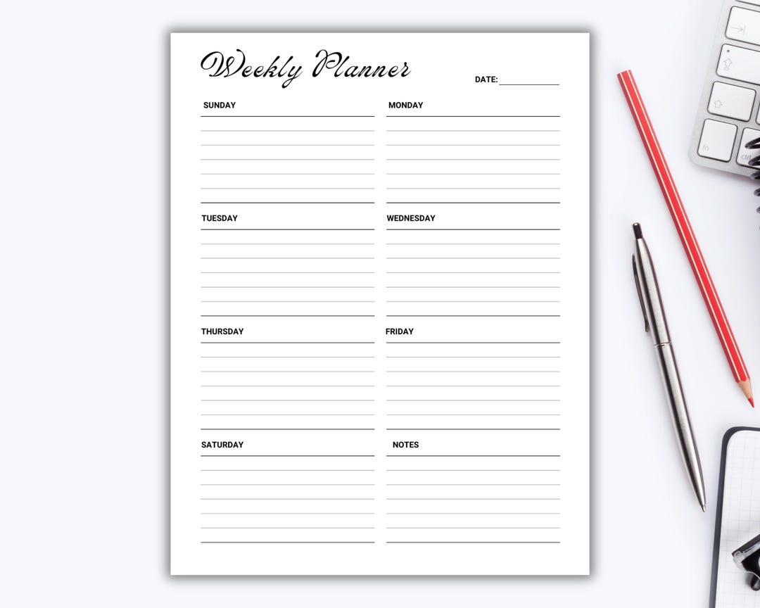 PRINTABLE Weekly Planner. Weekly Schedule. Weekly Organizer. Office ...