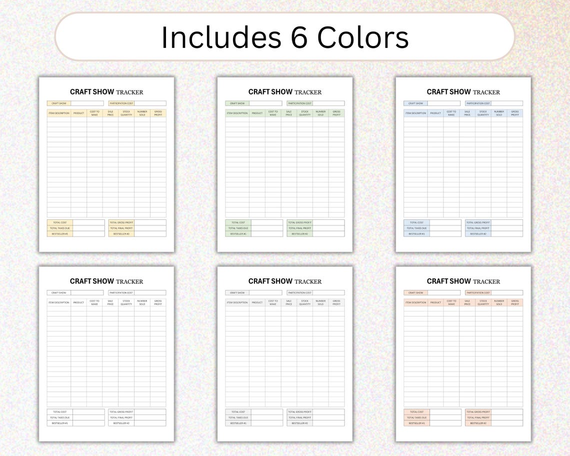 Printable Craft Show Tracker. Craft Show Order Form. Craft Fair ...