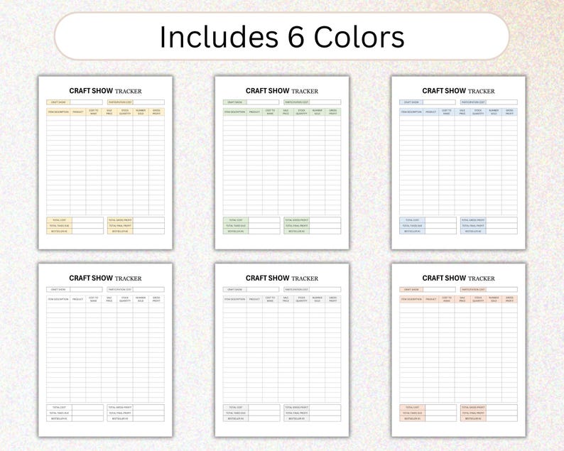 Printable Craft Show Tracker. Craft Show Order Form. Craft Fair ...