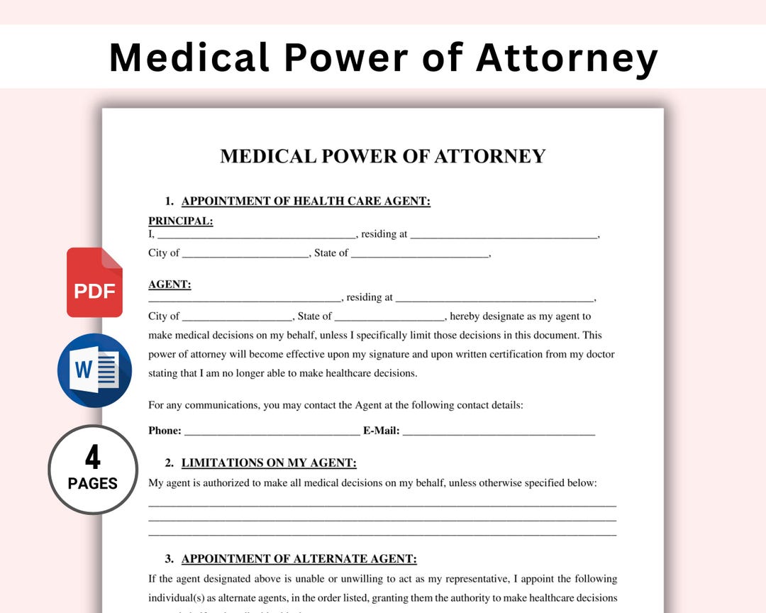 Medical Power of Attorney Template Printable, Medical Power of Attorney ...