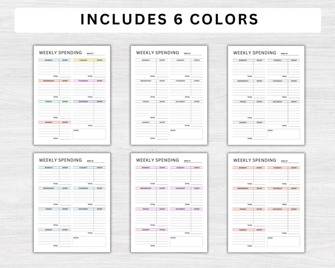 Weekly Spending Tracker Printable, Spending Log, Finance Tracker ...
