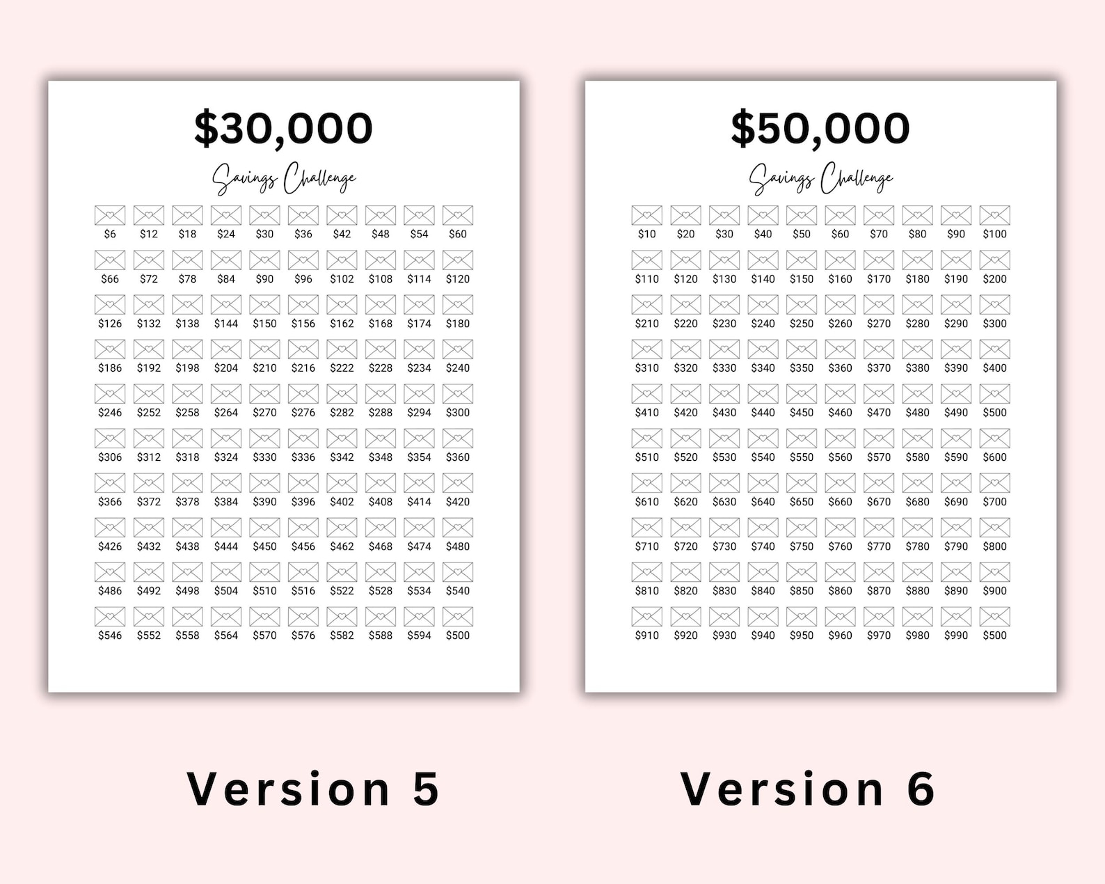 100 Envelope Savings Challenge Bundle. 50000 Savings Challenge. 50,000 ...