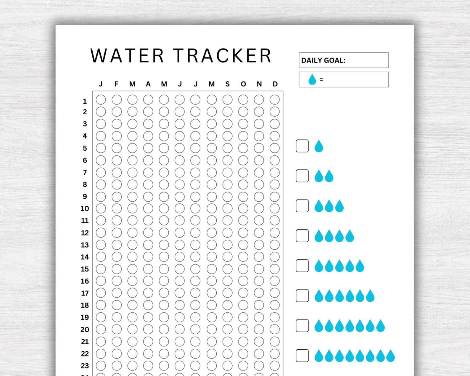 Monthly Water Tracker Printable | Monthly Hydration Log Sheet | Healthy ...