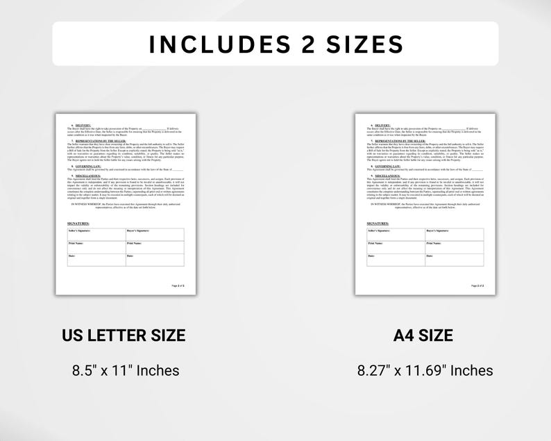 Printable Purchase Agreement Template, Editable Purchase and Sale ...