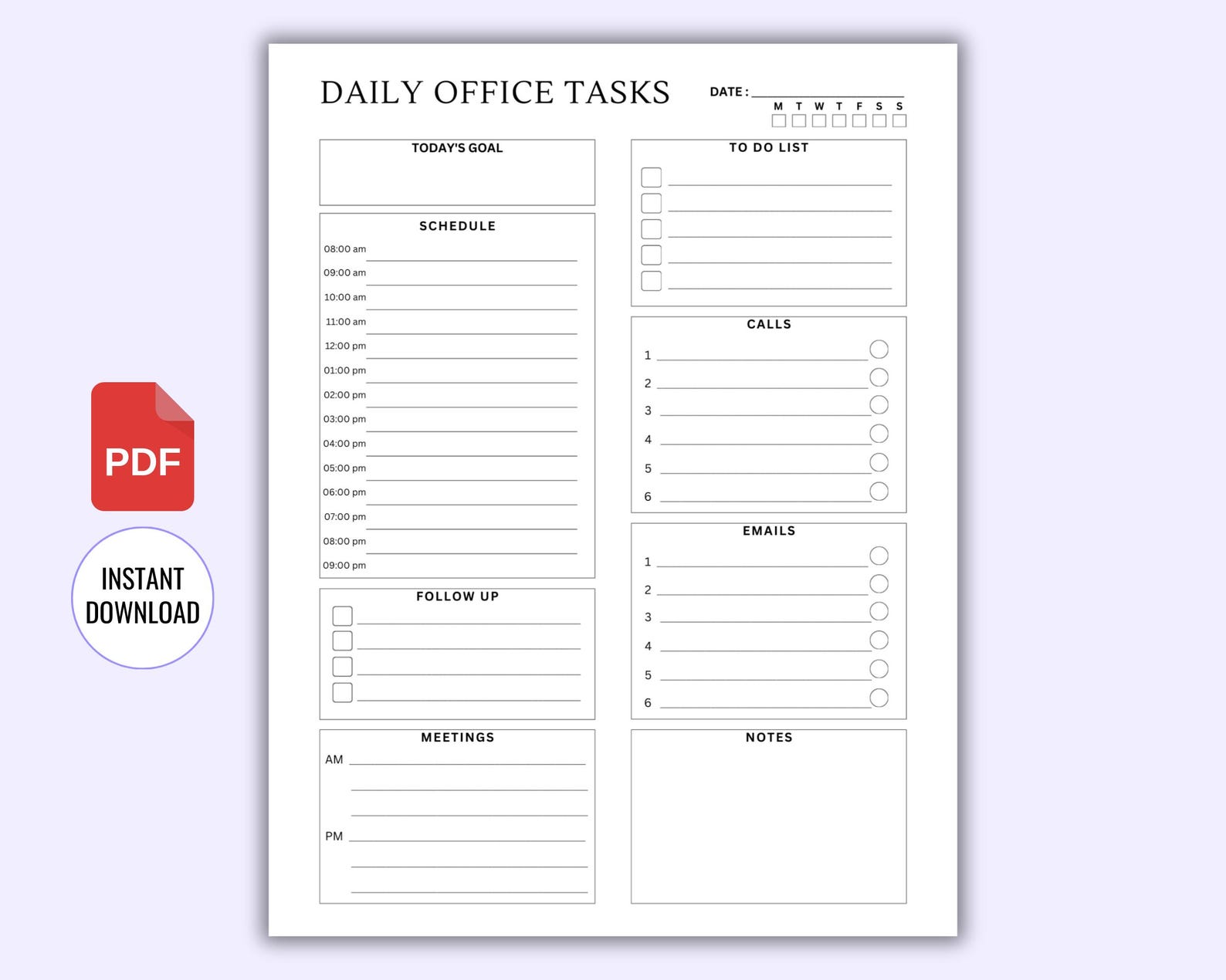 Printable Daily Office Tasks. Office To-do List Planner. Office Task ...