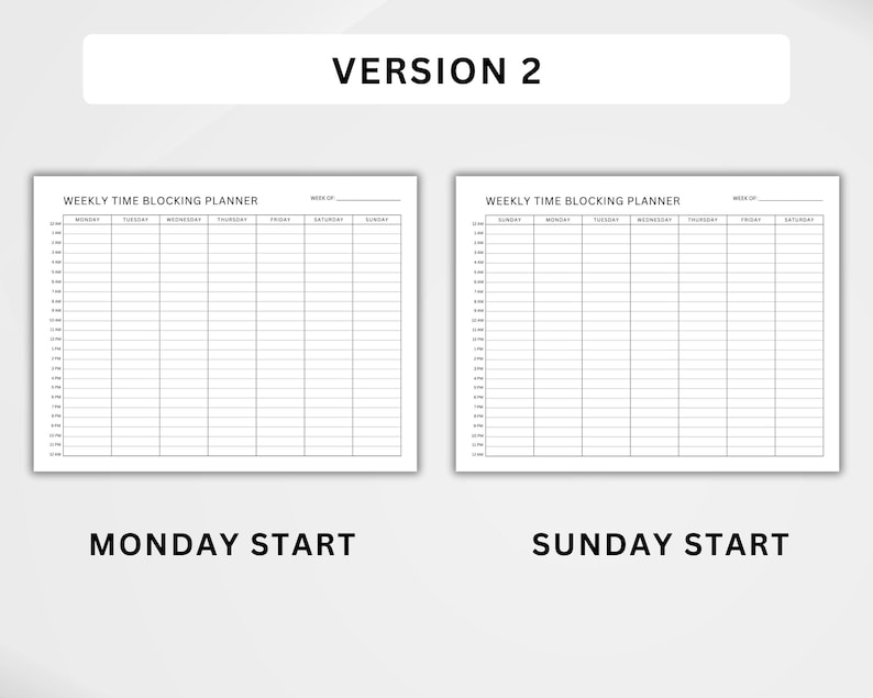 Weekly Time Blocking Planner, 24 Hour Schedule, Weekly Schedule Planner ...