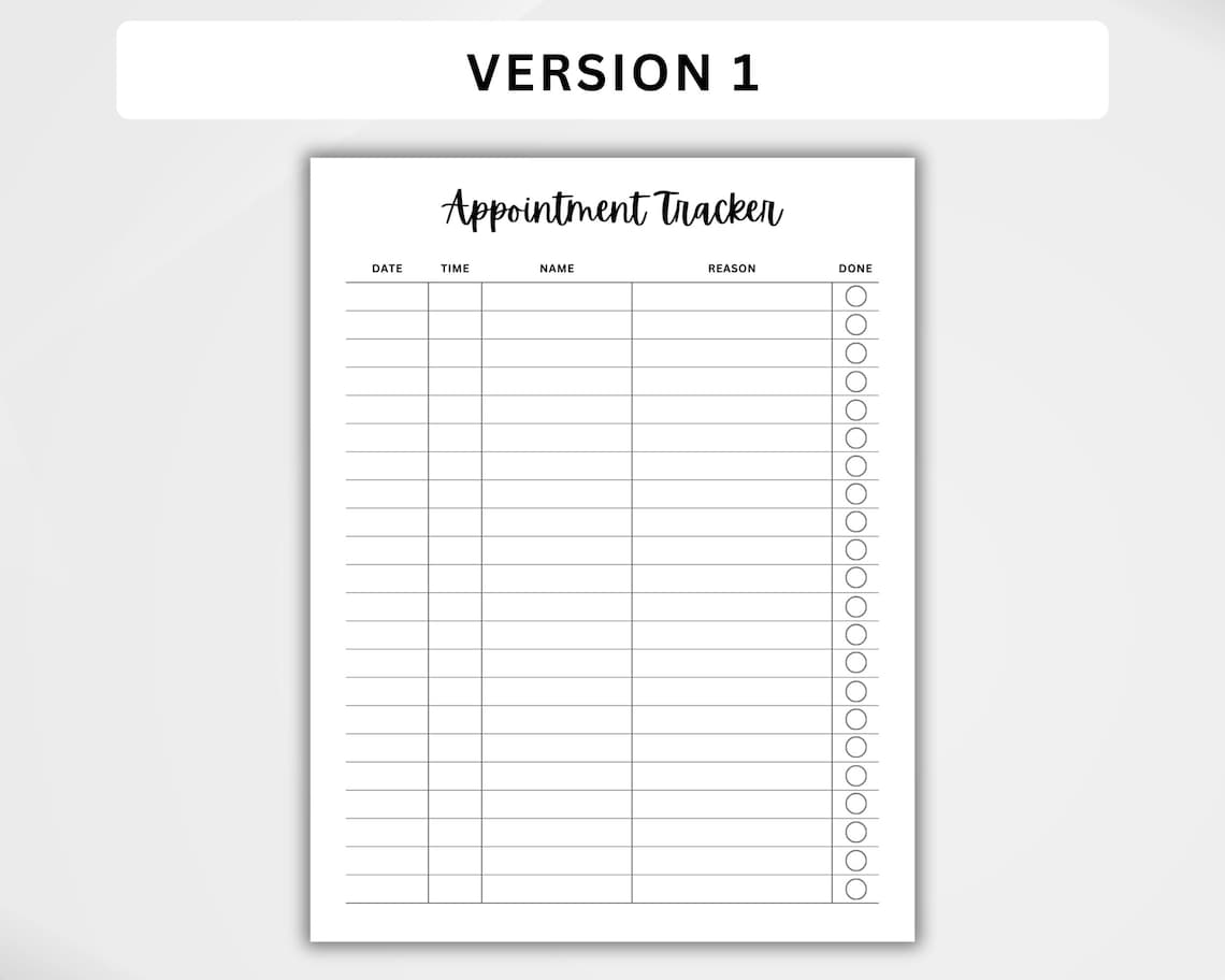 Appointment Tracker Printable. Appointment Reminder for Small Business ...
