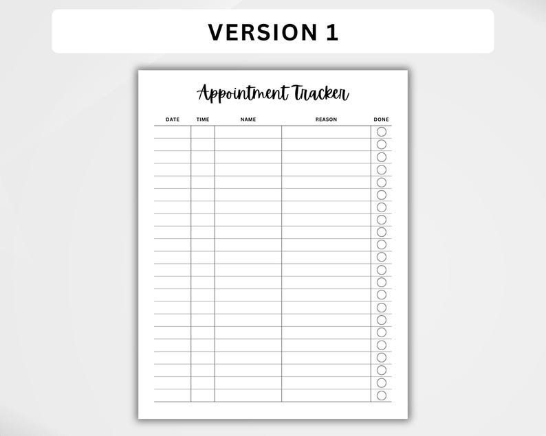 Appointment Tracker Printable. Appointment Reminder for Small Business ...