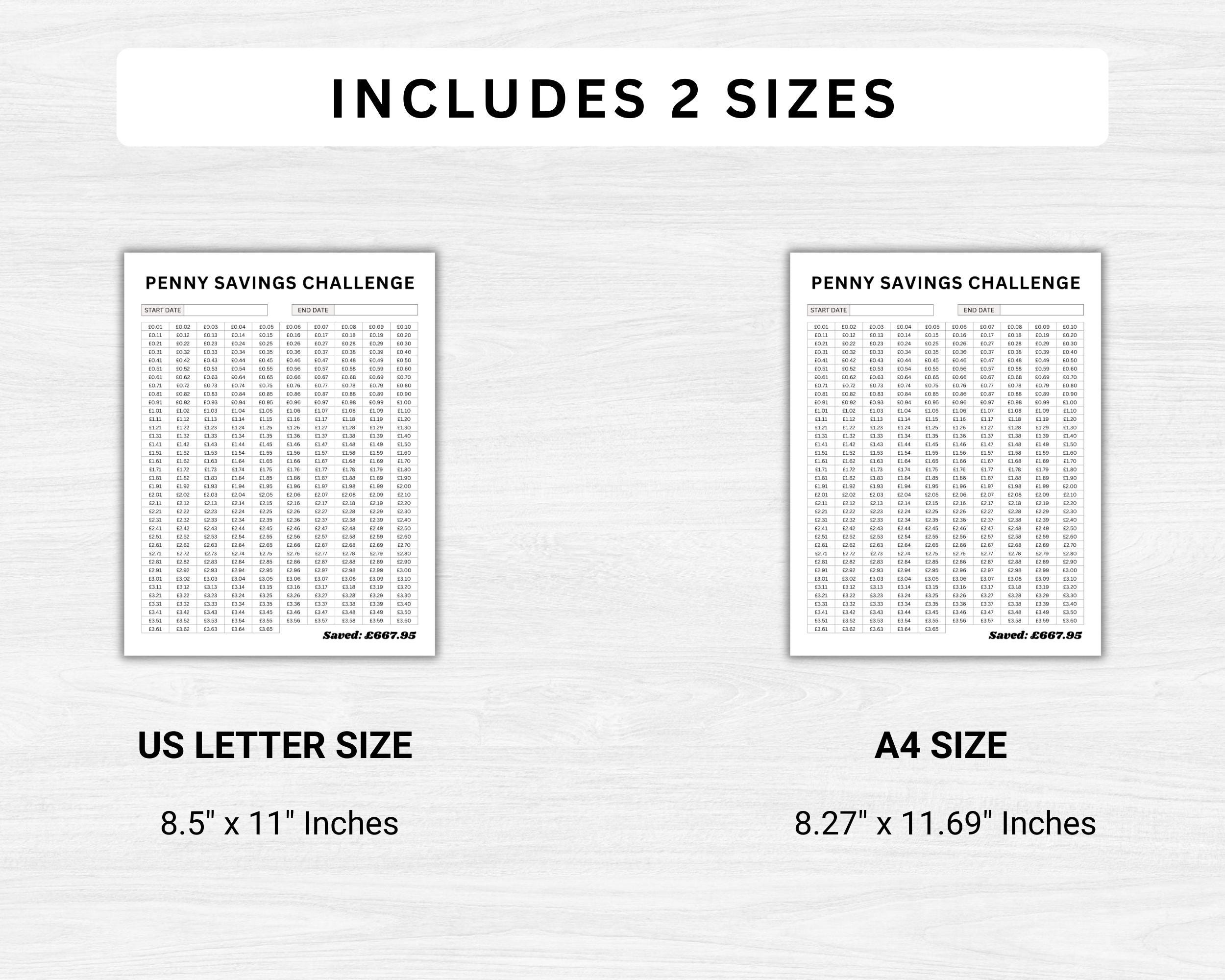 Penny Savings Challenge Printable, One Penny Saving Challenge, Daily ...