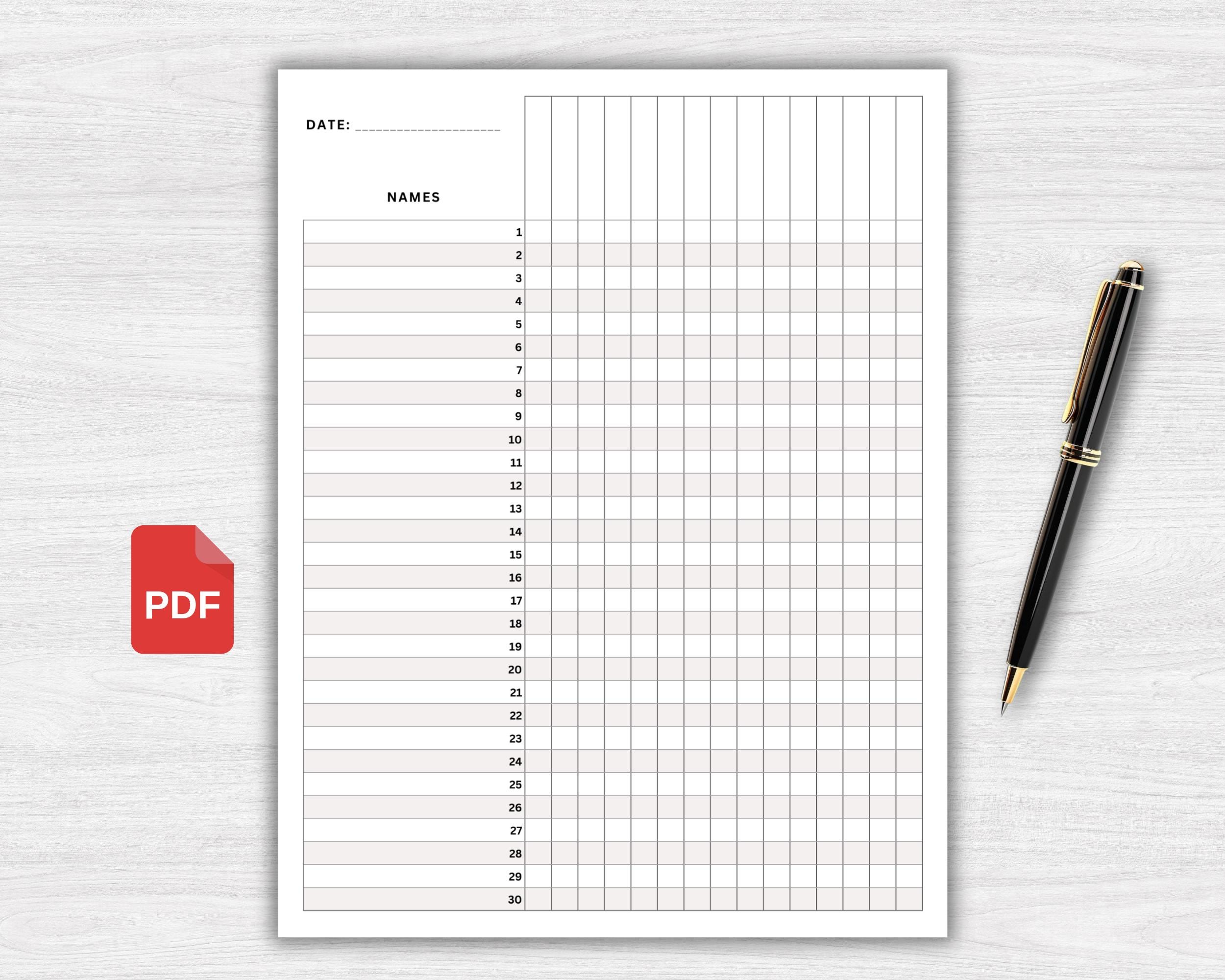 Printable Class Record. Classroom Grading Sheets. Class Gradebook ...