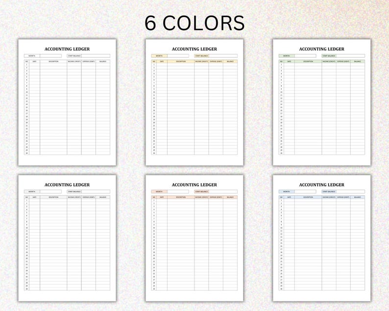 Printable Accounting Ledger, Small Business Expense Tracker, General ...