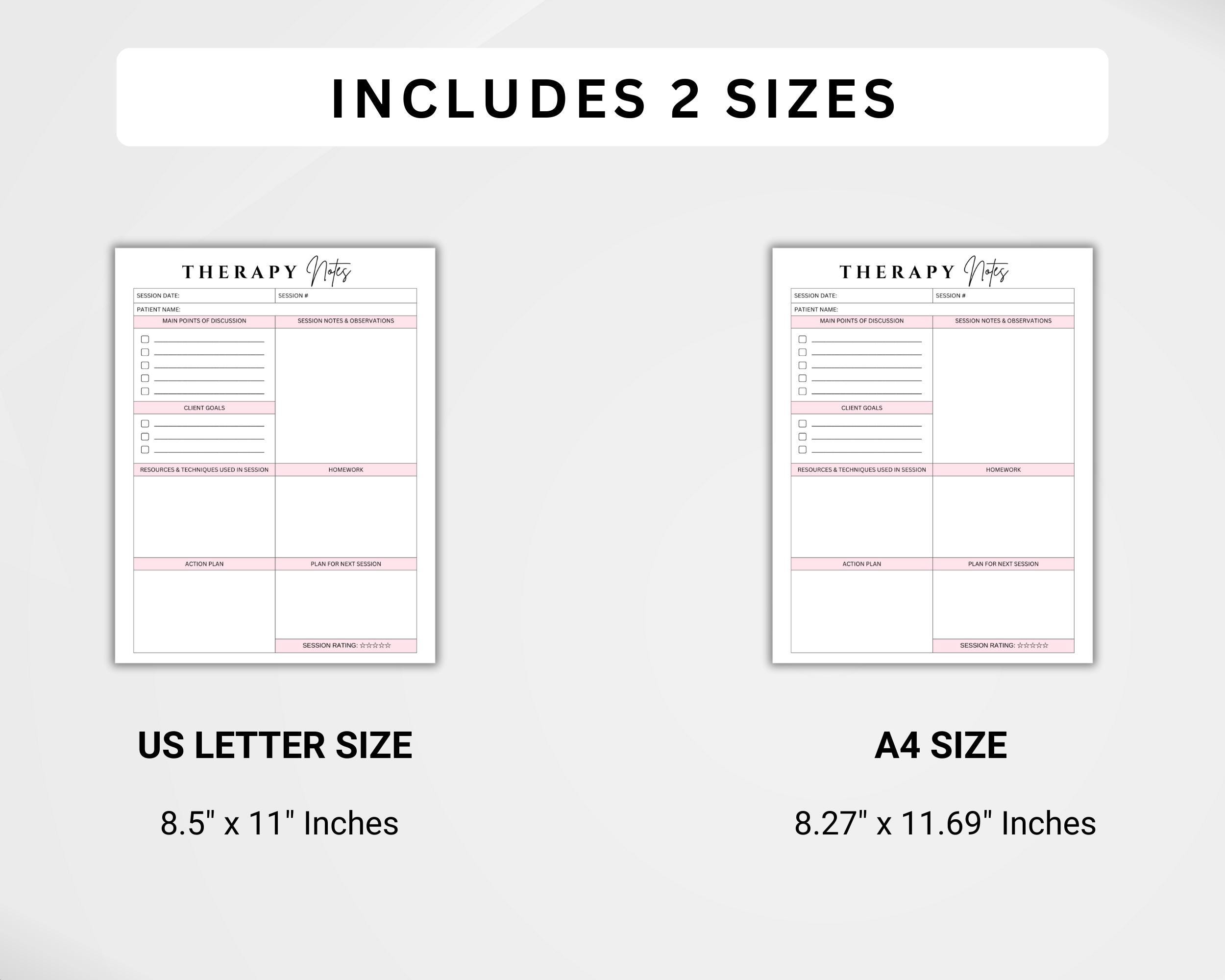 Printable Therapy Notes Template. Therapy Worksheet. Therapy Session ...