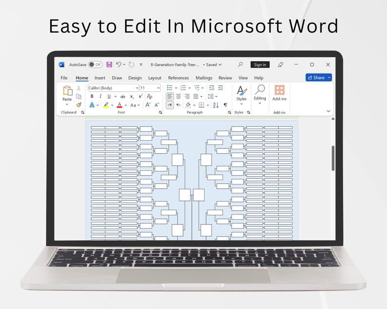Family Tree Chart Printable - 8 Generations. Family Tree Templates ...