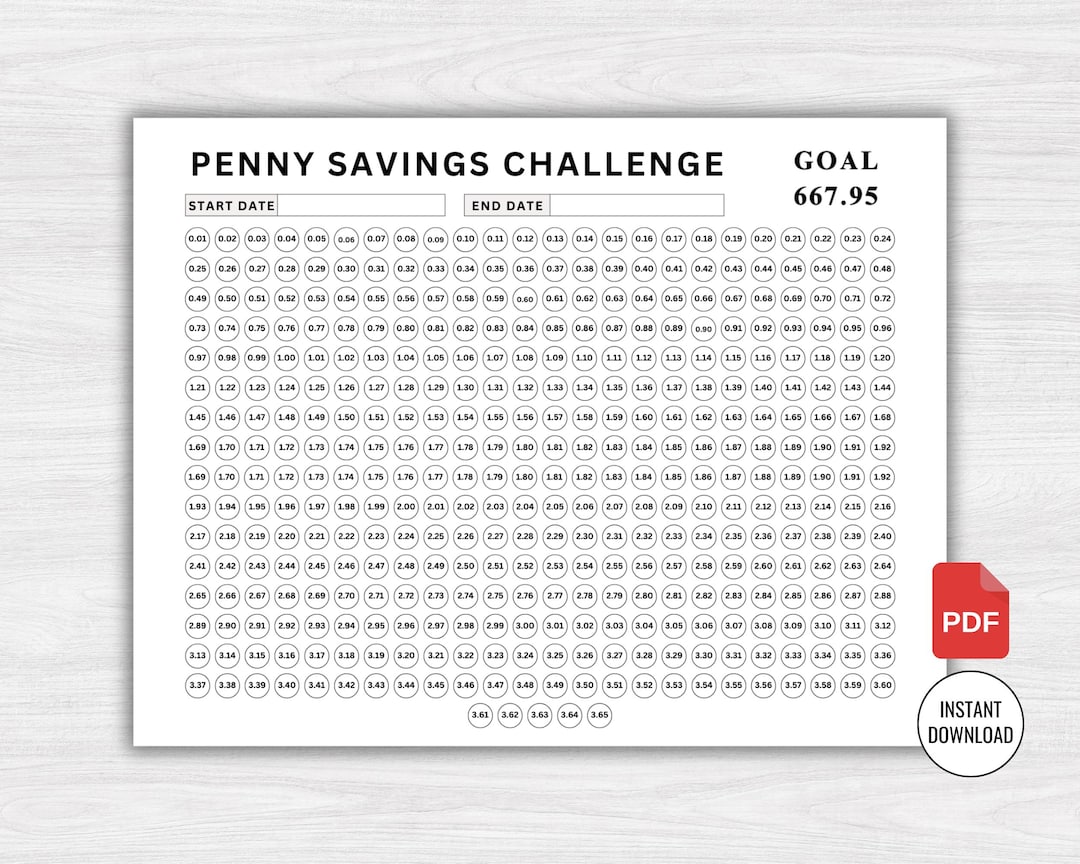 Penny Savings Tracker Printable. One Penny Saving Challenge. Money ...