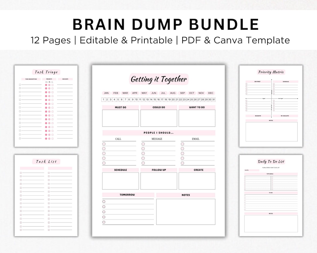 Brain Dump Template Printable PDF, ADHD Planner, To-do List, Priority ...