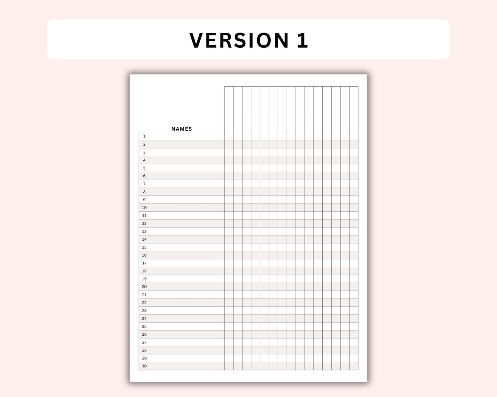 Printable Class Record. Classroom Grading Sheets. Class Gradebook ...