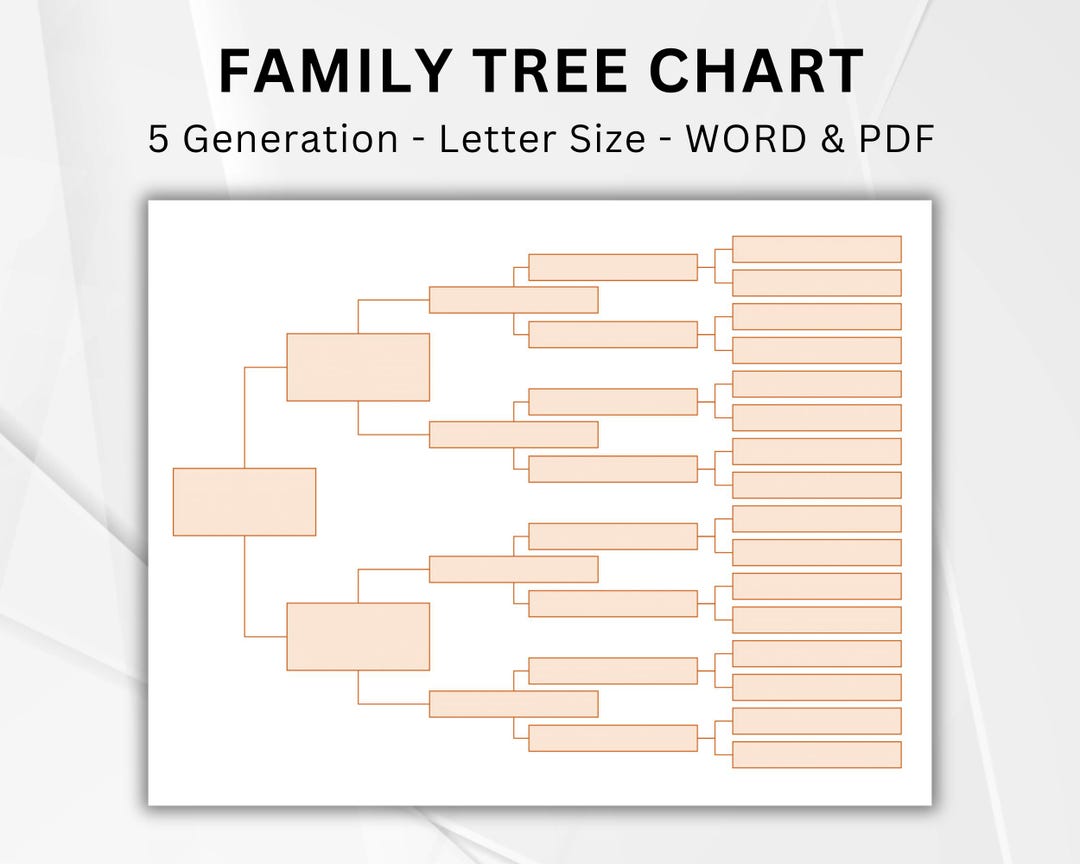 5-generation Family Tree Chart, Printable Genealogy Template, Ancestry ...
