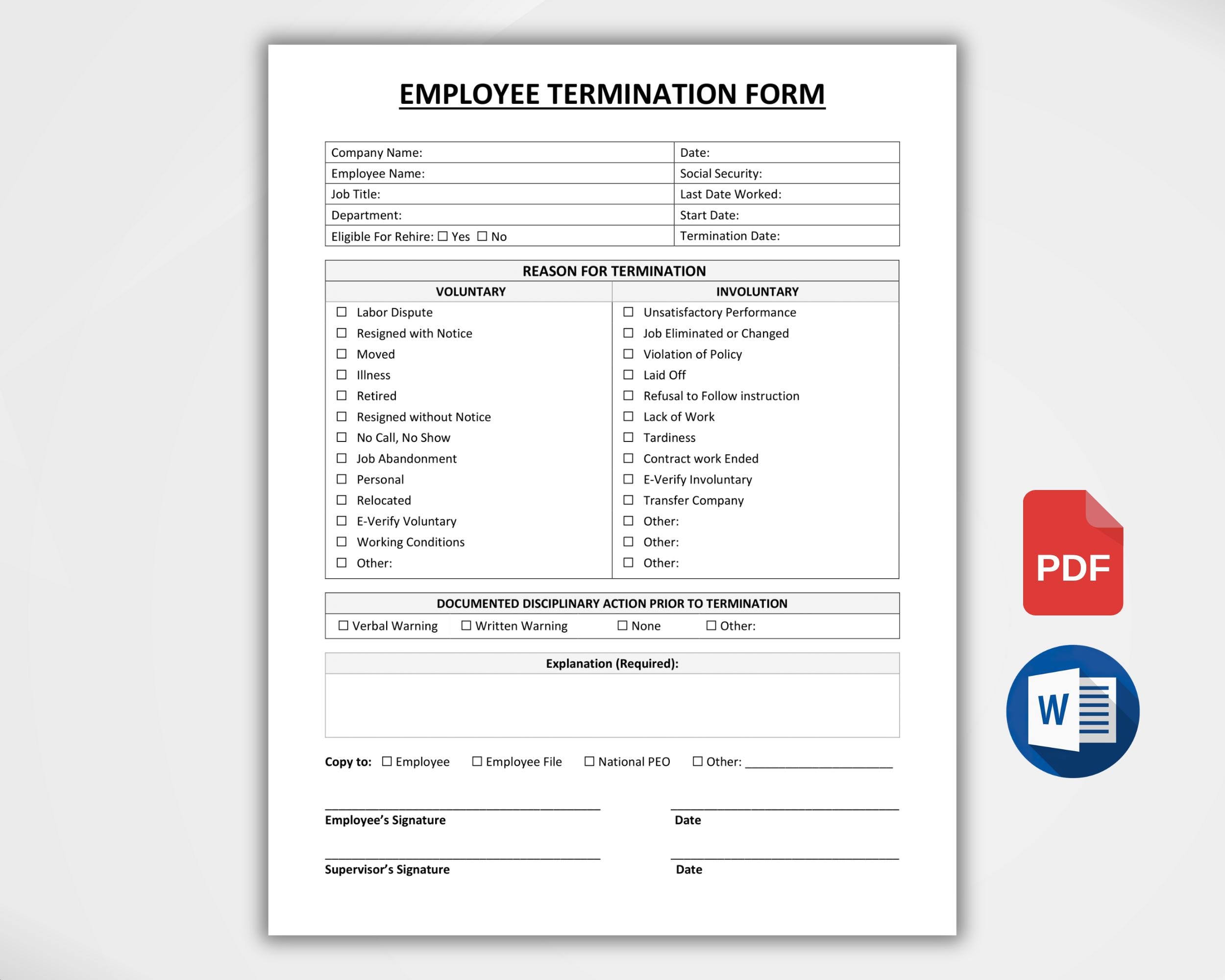 Editable Employee Termination Form. Employee Termination Form Terminate ...