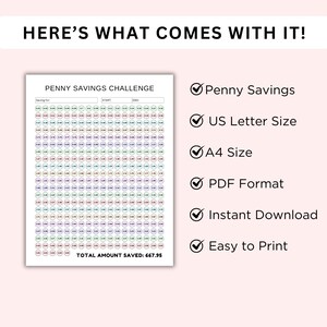 Penny Savings Challenge Printable | One Penny Saving Challenge | Penny ...