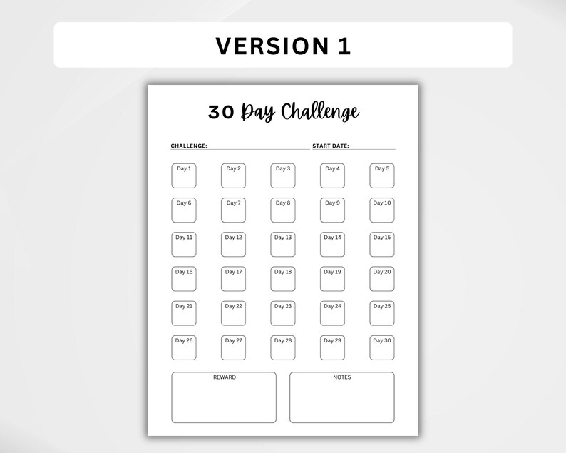 30 Day Challenge PRINTABLE PDF. 30 Day Challenge Goal Tracker. Fitness ...