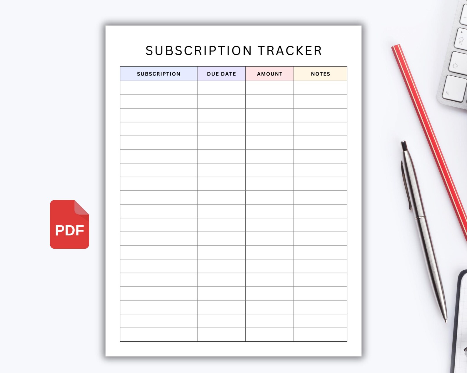 Printable Subscription Tracker Log. Membership Tracking. Monthly Subscription Checklist. Expense ...
