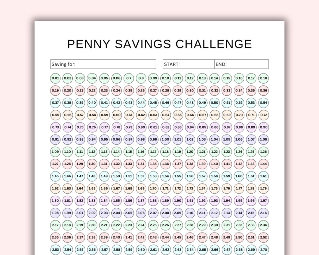 Penny Savings Challenge Printable | One Penny Saving Challenge | Penny ...