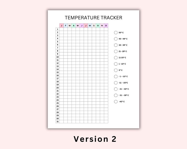 Printable Temperature Log, Daily Temperature Tracker, Weather Log Sheet ...