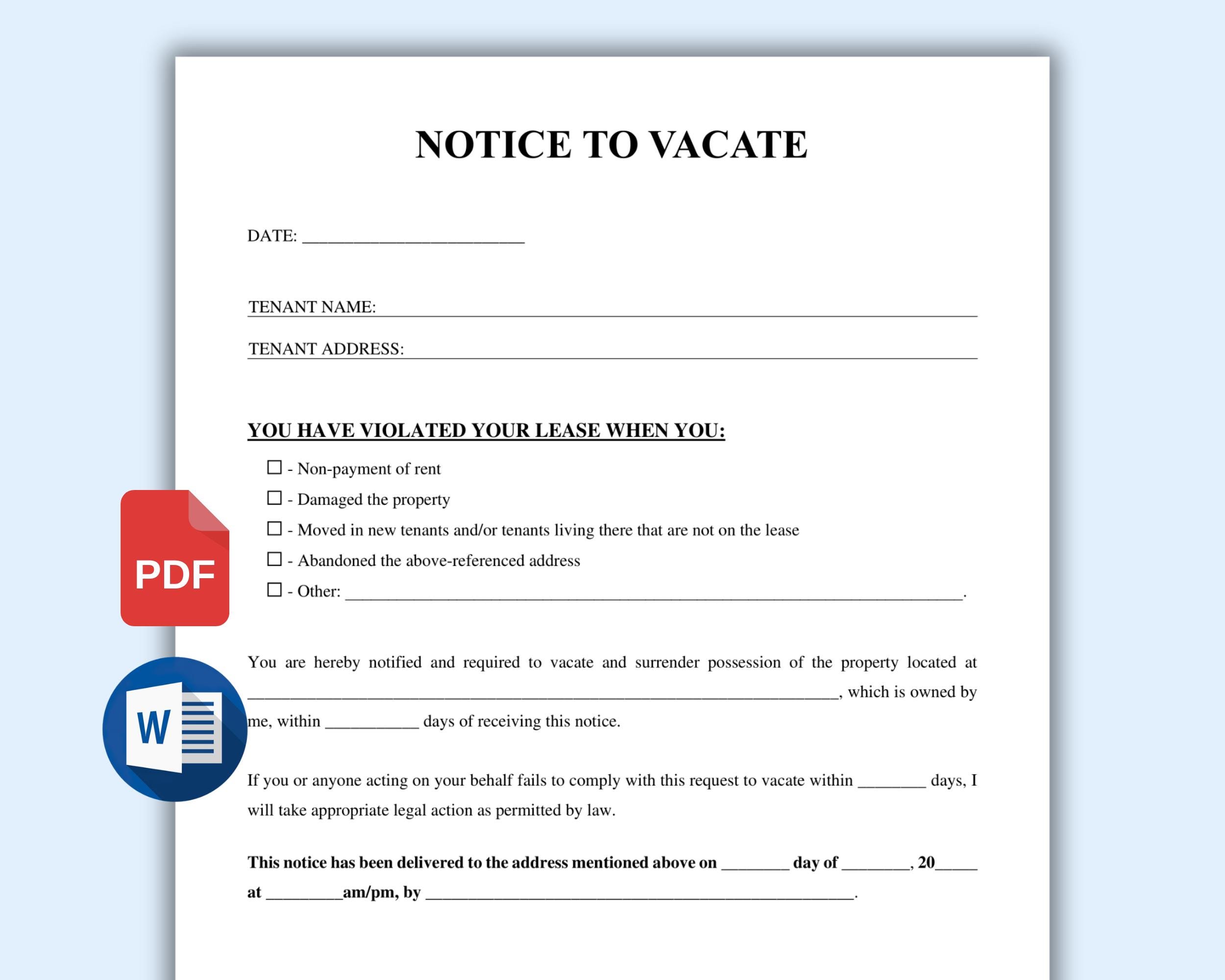 Eviction Notice Template Printable, Editable Eviction Letter Template ...