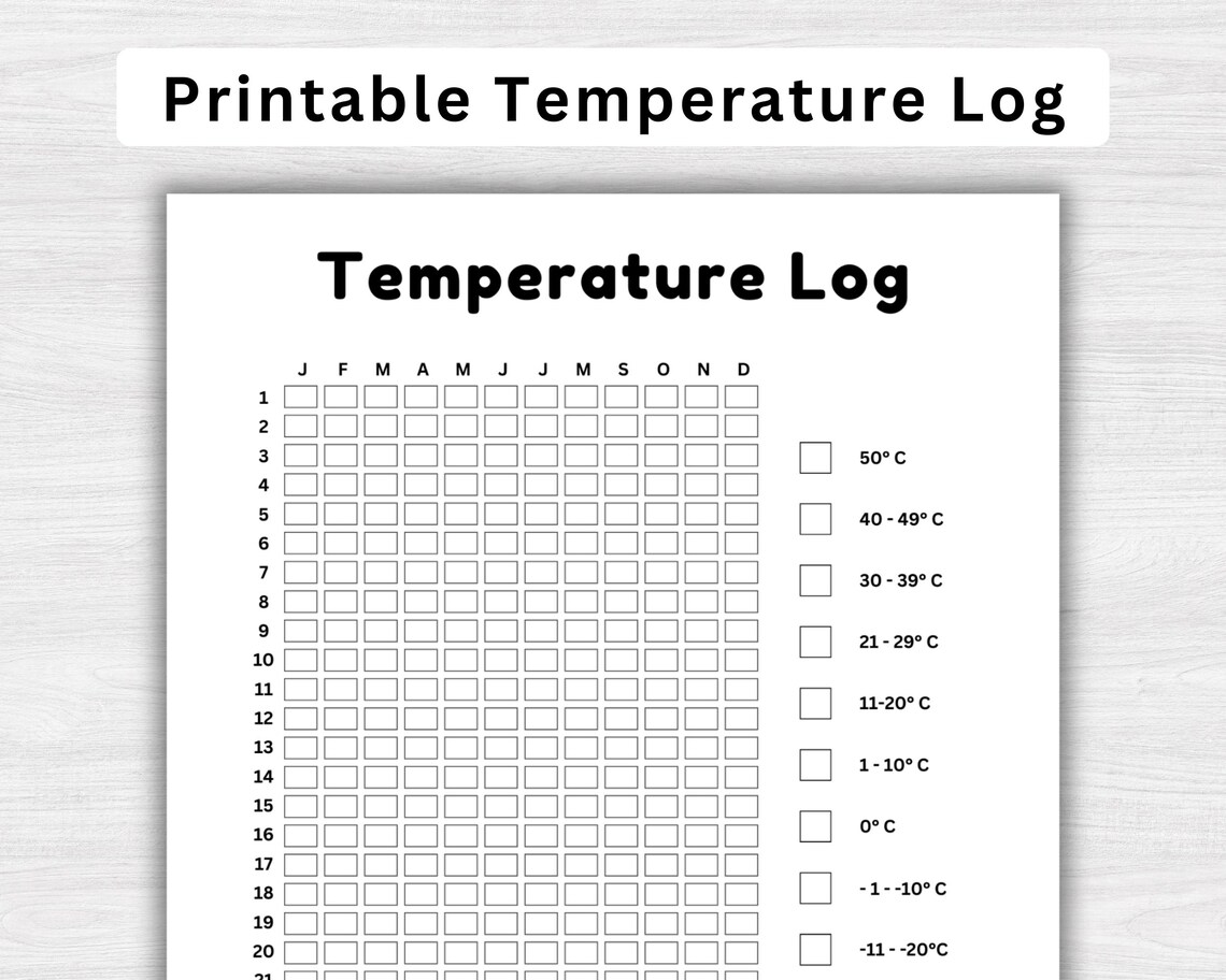 Printable Temperature Log | Weather Monitoring Sheet | PDF Climate ...