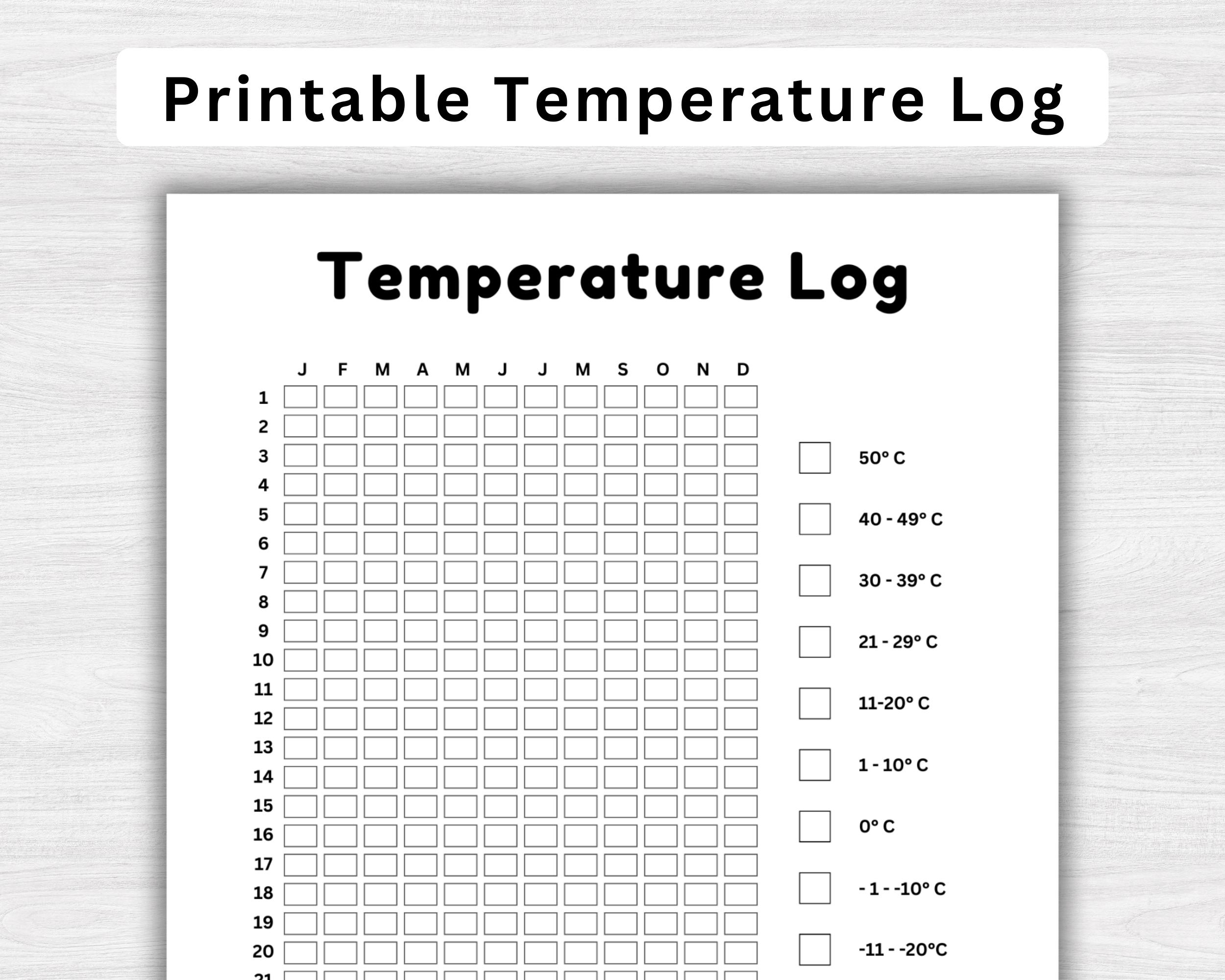 Printable Temperature Log | Weather Monitoring Sheet | PDF Climate ...