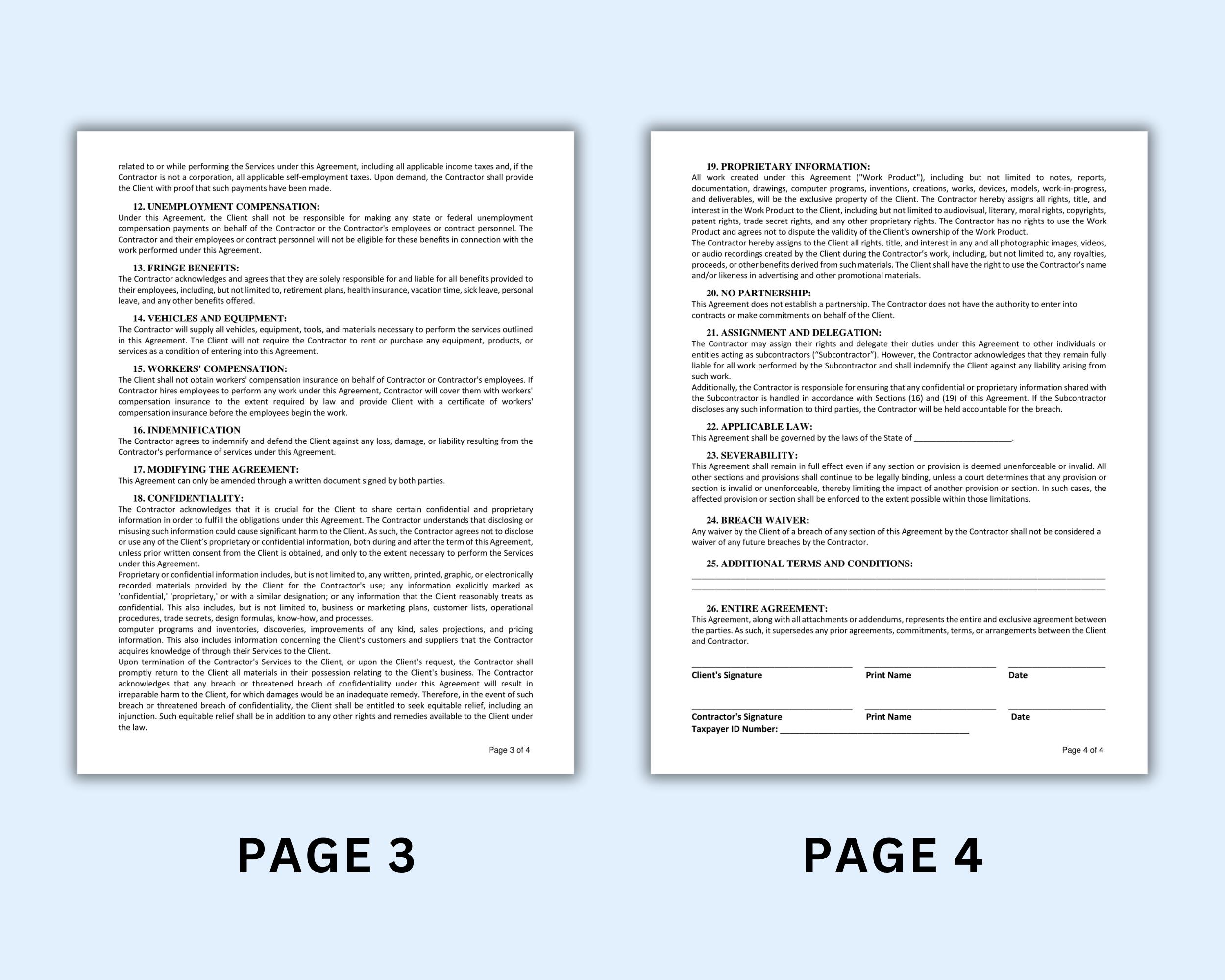 Printable Independent Contractor Agreement Templates. Independent ...