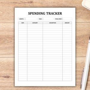 Spending Tracker Printable, Monthly Expense Log, Expense Tracker ...
