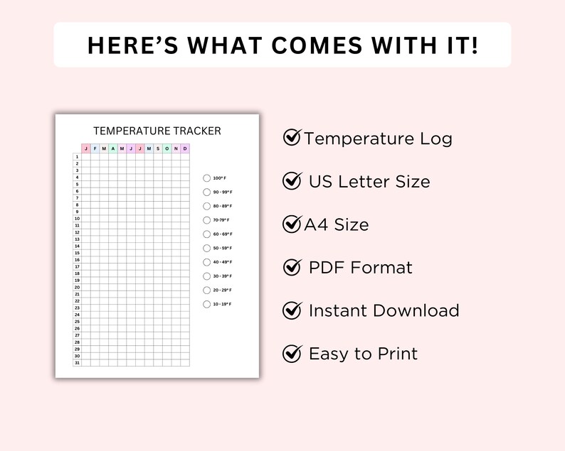 Printable Temperature Tracker. Temperature Log. Weather Tracker ...