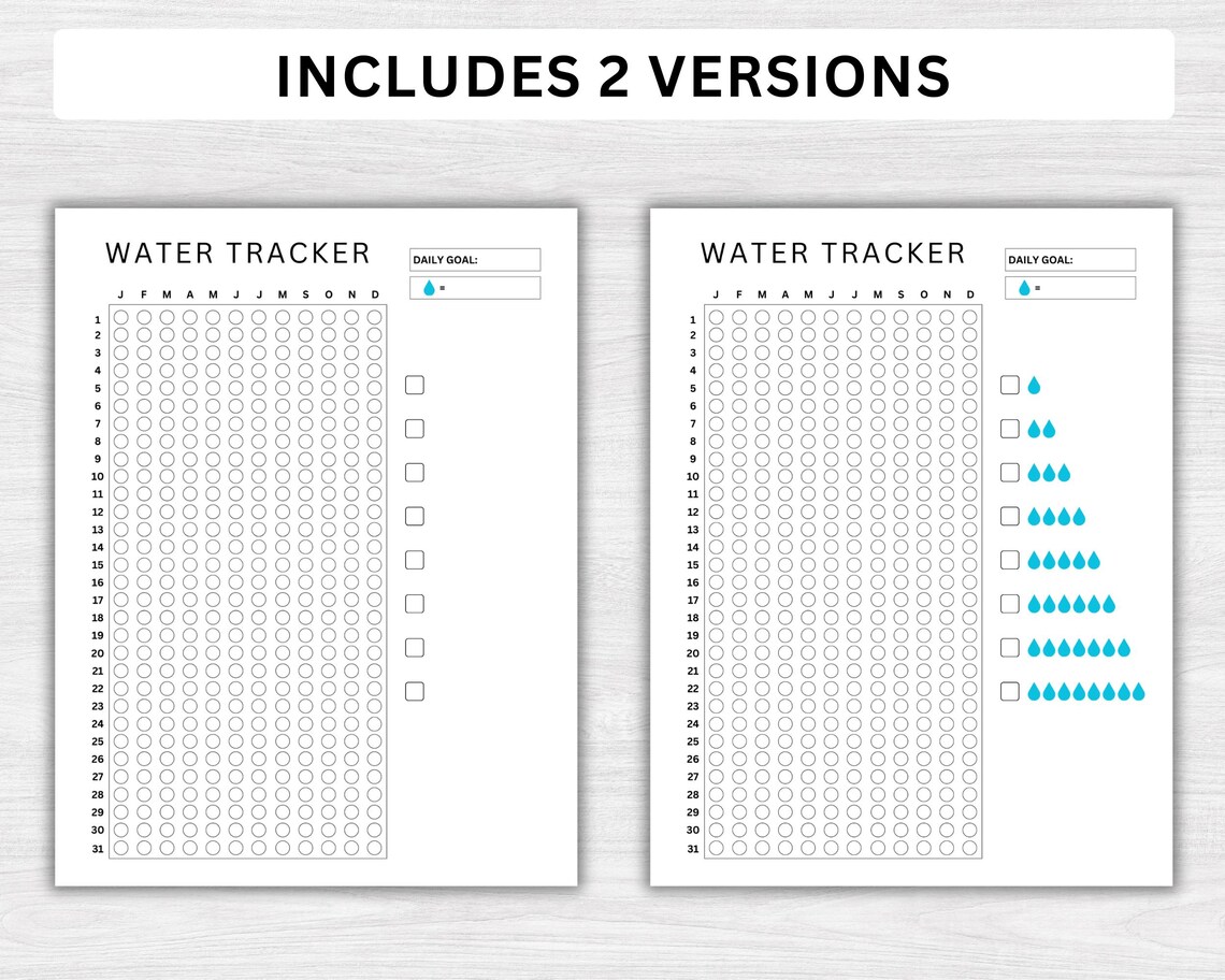 Monthly Water Tracker Printable | Monthly Hydration Log Sheet | Healthy ...