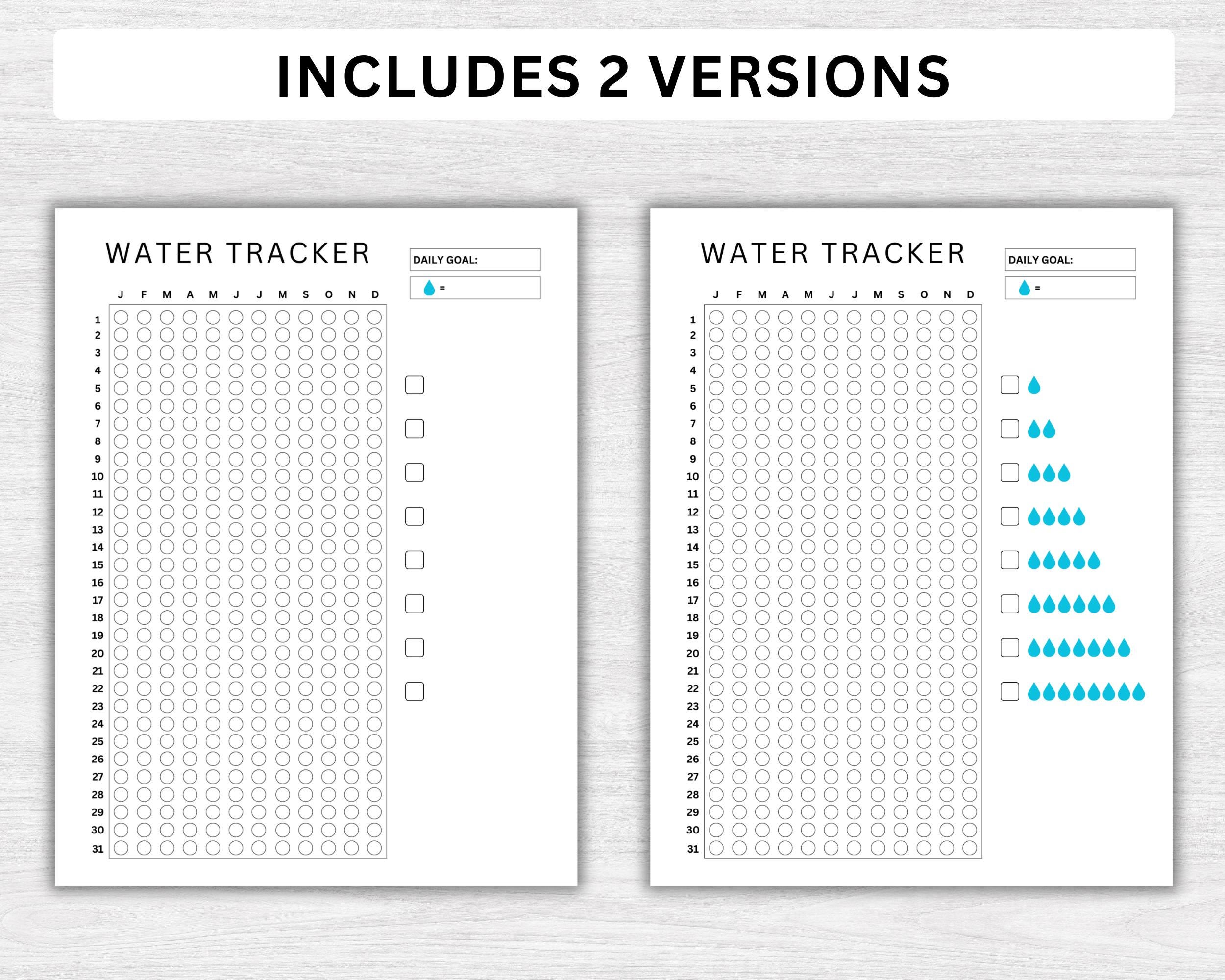 Monthly Water Tracker Printable, 31 Day Hydration Challenge, Water ...
