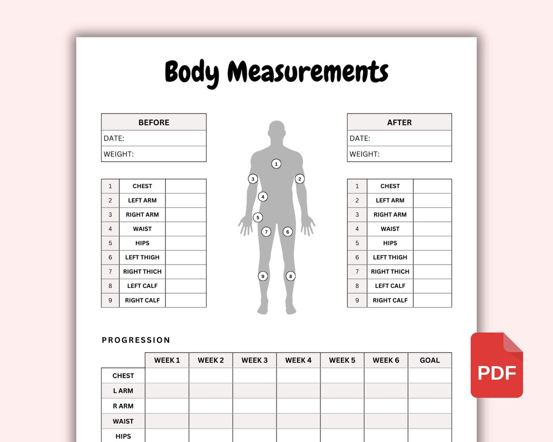 Printable Body Measurements Tracker. Fitness Tracker. Workout Tracker ...