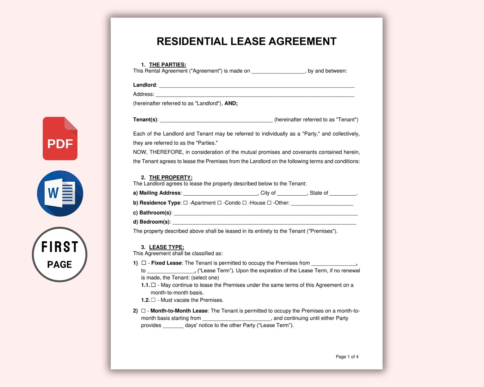 Editable Rental Agreement Templates. Printable Rental Agreements Form ...
