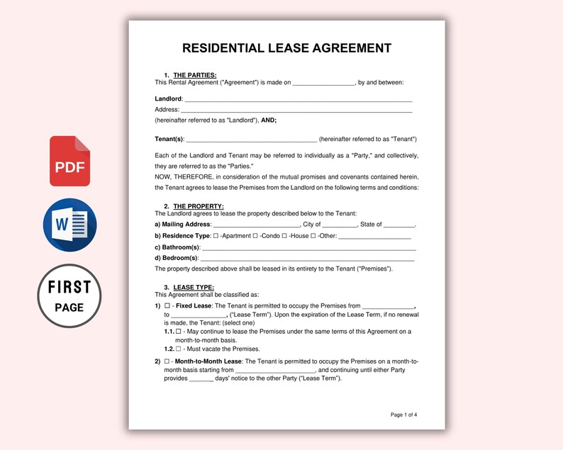 Editable Rental Agreement Templates. Printable Rental Agreements Form ...