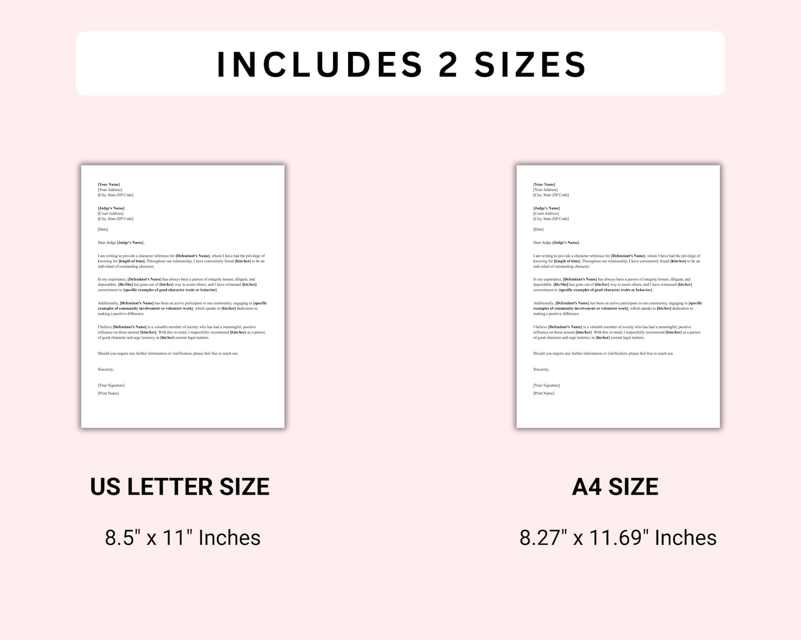 Court Character Reference Letter Template Editable | Legal Reference ...