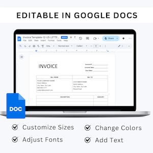 Editable Invoice Template: Professional Business Form (google Docs ...