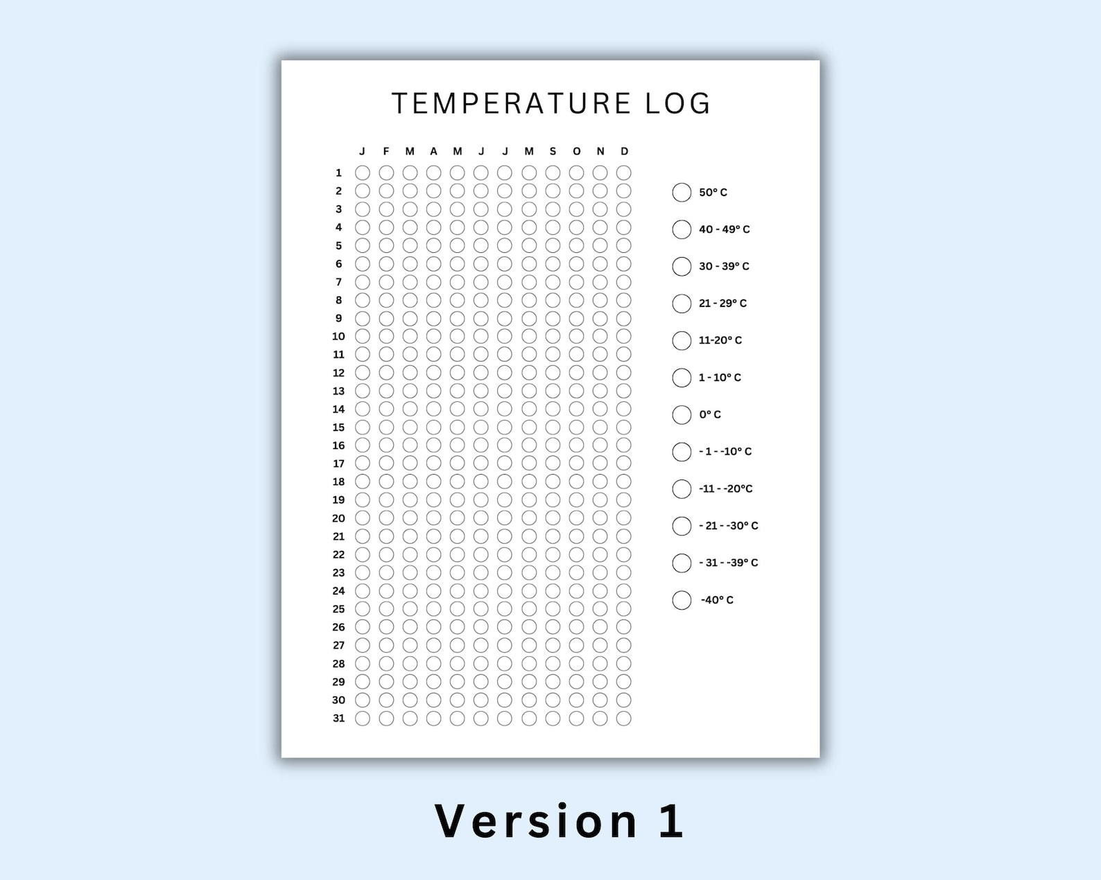Printable Temperature Log. Temperature Tracker. Weather Tracker ...