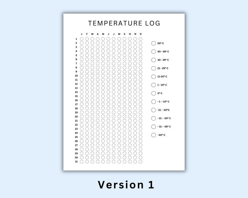 Temperature Log, Temperature Tracker, Weather Tracker, Weather Log ...