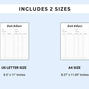 Printable Bank Balance. Bank Account Log. Savings Sheet. Banking Record ...