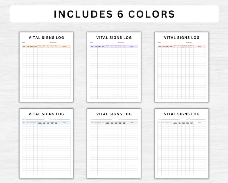 Vital Signs Tracker Printable. Vital Signs Sheet. Nursing Vitals Sheet ...