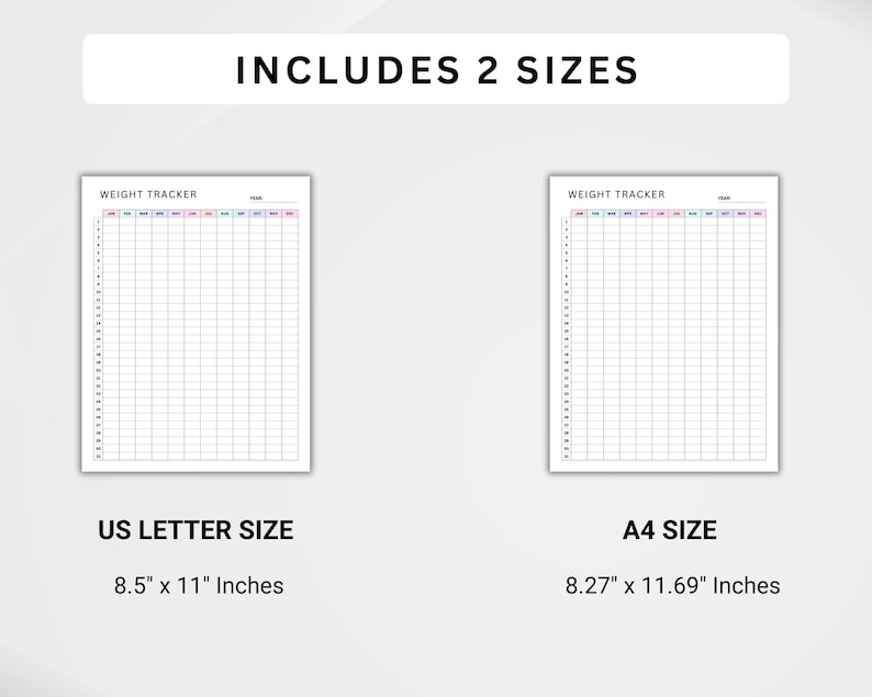 365 Day Weight Loss Tracker Printable, Daily Weight Journal, Weight ...